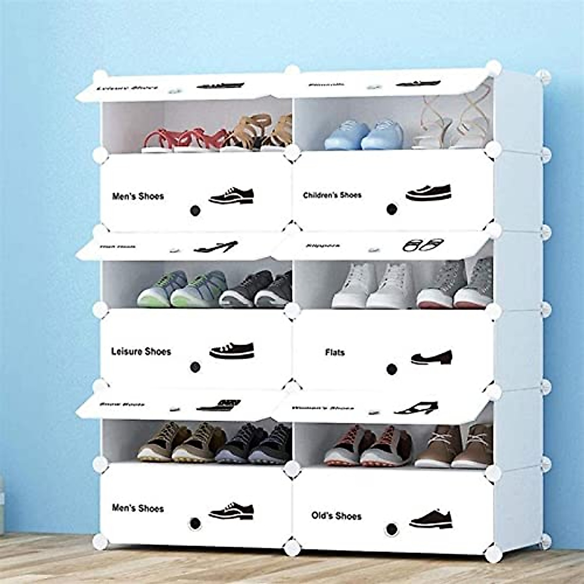 llibnn Adjustable Shoe Storage Cabinet Organiser Space Saving White Shoe Shelf Holder for 16 Pair Shoes Easy Assemble (Size : 6-Tier) (Size : 6-Tier)