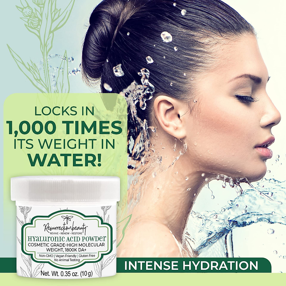 Pure Hyaluronic Acid Powder High Molecular Weight Sodium Hyaluronate to Make Your Own Premium Moisturizing Beauty Serum, Skincare Mask Treatment, Vitamin C Serums & DIY Facial Skin Care Products 10g