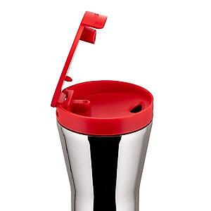 Alessi Caffa, Double wall travel mug in 18/10 stainless steel and thermoplastic resin, red., One size
