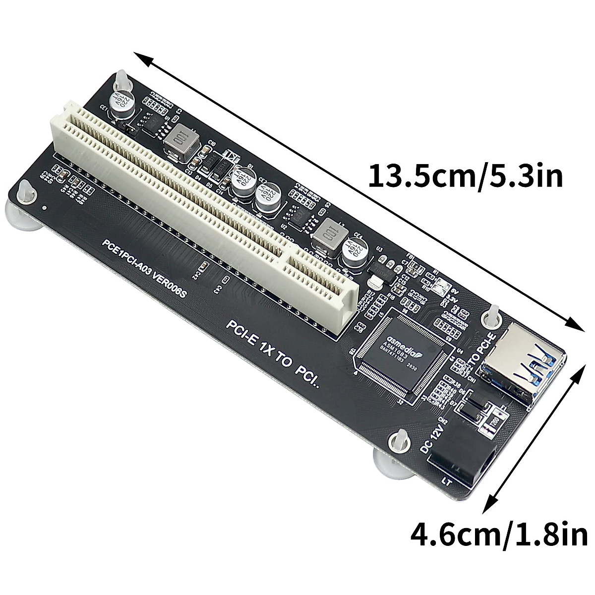PCIe to PCI Adapter Card,PCI Express x1 to PCI Single/Double Converter,PCI-e Extender Card with USB3.0 Cable for Desktop Sound Card (PCIe to Single PCI Slot)