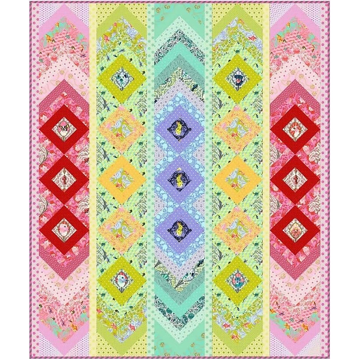 Tula Pink for Free Spirit Besties Hop to It W/Metallic Gold, Fabric by The Yard (Bluebell)