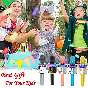 Verkstar Karaoke Microphone, Handheld Bluetooth Wireless Karaoke Microphones for Adults Kids Portable Singing Speaker Mic with Colorful LED Lights for Christmas Birthday Gifts