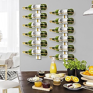 B4Life Wine Rack Wall Mounted, Golden Wall Wine Rack for Wine Bottles Wood Wine Racks for Wall, Wine Holder Wall Mounted Wine Bottle Racks for Kitchen,Dining Room,Bar (9 Wine Bottles)