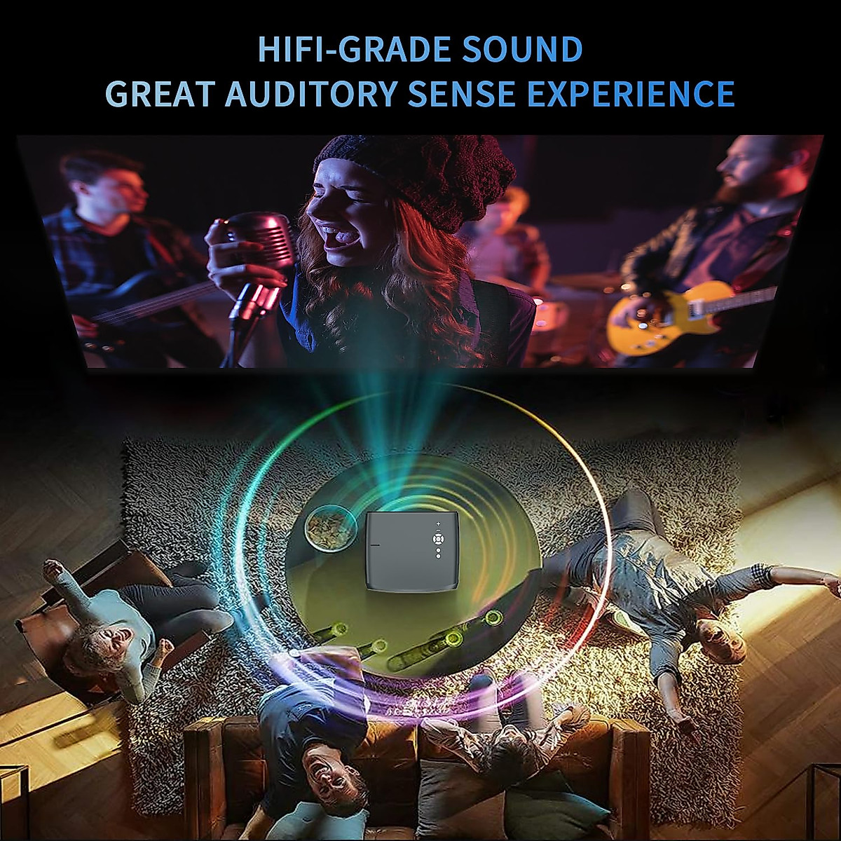 Full HD Projector with WiFi and Bluetooth,10000LM Native 1080P 5G Wireless Projector,200” Smart Movie Projector,Support 4K Zoom Phone Synchronization,Compatible w/ Laptop PC DVD Player TV Stick HDMI