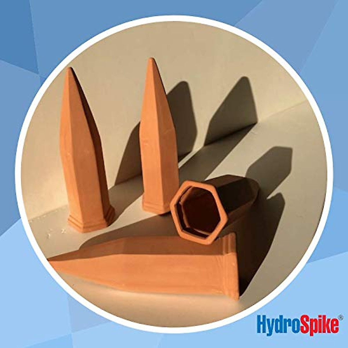HydroSpike ClaySpike (4-Pack) Plant Terracotta Watering Spikes Kit for Outdoor Pot. 7 Inch Extra Long Stakes. Terra Cotta Self Automatic Slow Hydro Drip Irrigation System. Glass Wine Bottle Waterers