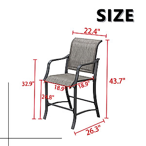 Generic WISLEY 2 Piece Outdoor Bar Stools,Textilene Fabric and Sturdy Steel Frame,All Weather Patio Chairs for Backyard poolside Garden(Grey)