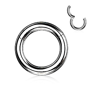 Pierced Owl 8GA-2GA Large Gauge 316L Stainless Steel Hinged Segment Clicker Ring (Gauge: 5mm (4GA) / Diameter: 12mm (1/2"))