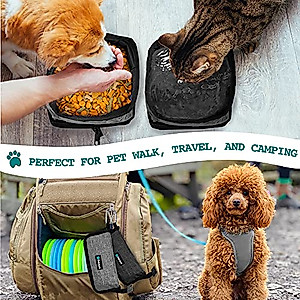 PetAmi Collapsible Dog Bowls 2 Pack, Food and Water Bowls Travel Set, Portable Pet Dish No Spill, Foldable Lightweight BPA Free Leakproof Bowls, Camping Hiking Walking Outdoor Gear Accessories, Gray