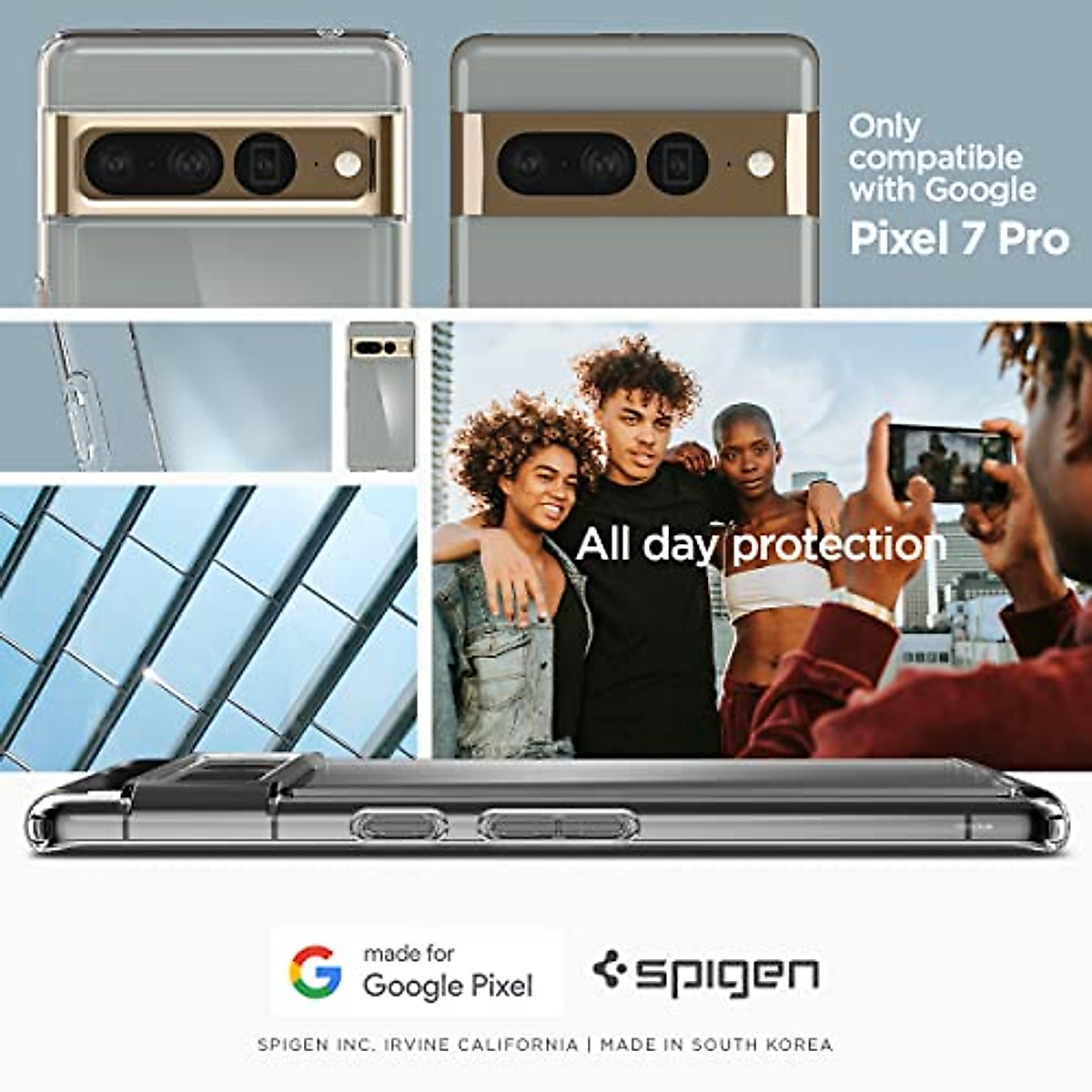 Spigen Ultra Hybrid [Anti-Yellowing Technology] Designed for Pixel 7 Pro Case (2022) - Crystal Clear