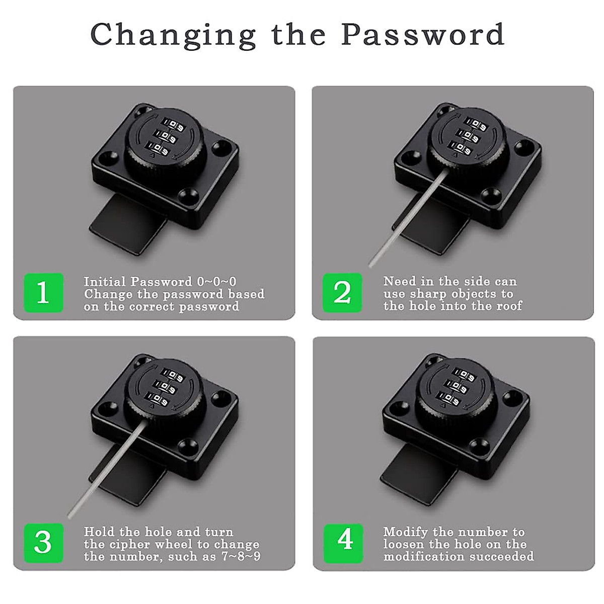 KAFENDA Mechanical Password Cabinet Lock, Rotary Lock for Double Doors, Keyless Combination Door Lock, Black