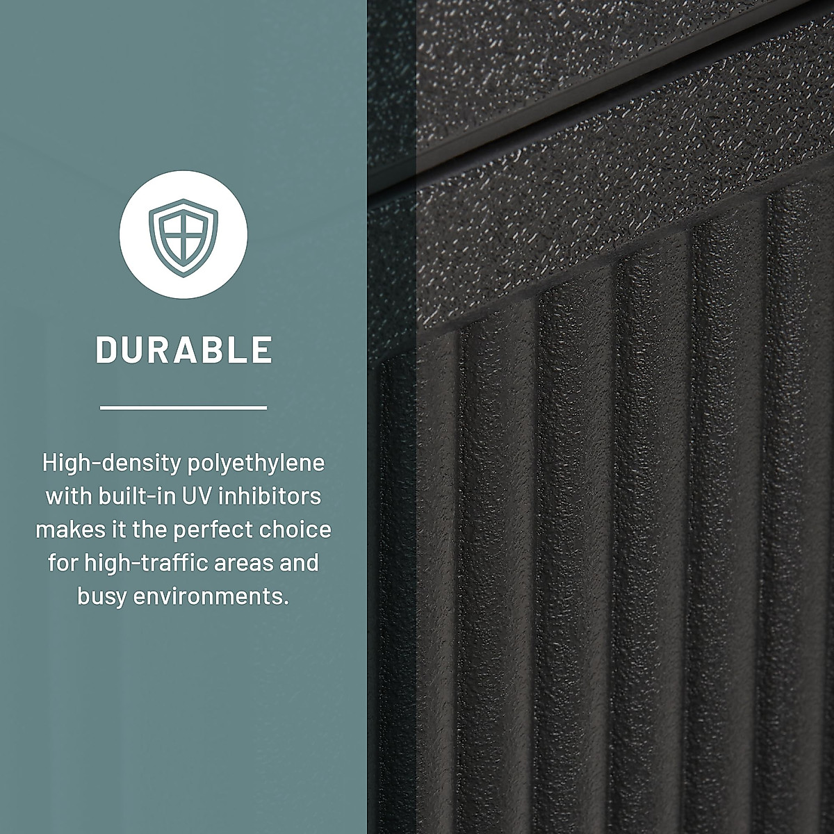 Safco Products Canmeleon Outdoor/Indoor Recessed Panel Trash Can with Ash Urn 9474BL, Black, Decorative Fluted Panels, Stainless Steel Ashtray, 15 Gallon Capacity