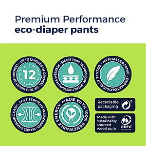 Mum & You Nappychat Premium Performance Eco Diaper Pants, Size 6 (18 diapers) Smart Tube Technology Leak Protection. 100% Recyclable. Hypoallergenic, Dermatologically-Tested. No Lotion, Perfume or Dye