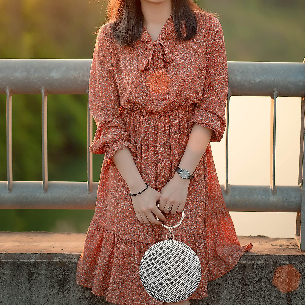 UBORSE Round Rhinestones Clutch Purse for Women Formal Evening Bag Sparkly Wedding Bridal Clutch Purse Prom Party Handbag Silver