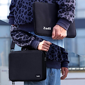 Zadii Hard Shell Locking Carrying Case for 12-14 inch Macbook Pro Macbook Air and iPad Pro, also Compatible with Surface Pro 8/X/7/6/5, Come with Protective Sleeve Bag