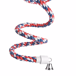 Aigou® Bird Rope Perch,Spiral Cotton Parrot Swing Climbing Standing Bird Toys with Bell (Small - 52 inch)