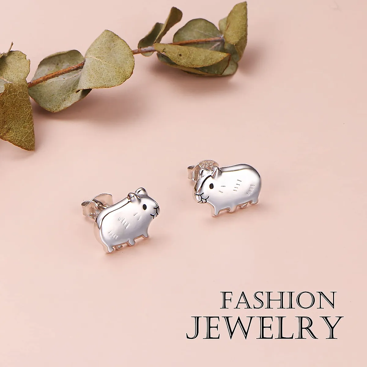 Yearace 925 Sterling Silver Cute Animal Hamster Pet Gerbil Guinea Pig Stud Earrings for Women Daughter Birthday
