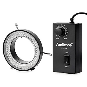 AmScope LED-144-YK 144-LED Microscope Ring Light with Adapter