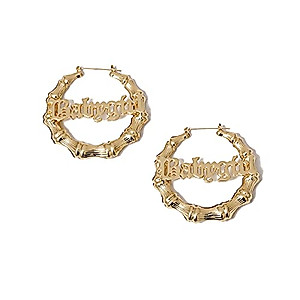 Large Babygirl Bamboo Joint Hoop Earrings - Hollow Out Hoops with 80s 90s Fashion Style for Party-bvaby gold