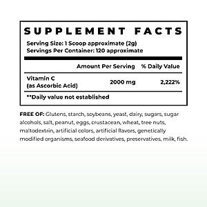 Immune & Genetics Protocols LLC Vitamin C High Potency* 2000 mg - Versatile and Powerful (120 Servings/4 Month approximate)