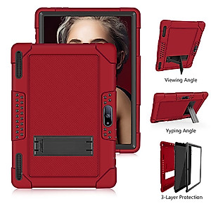 FIEWESEY for Pritom M10 Inch Case, Heavy-Duty Drop-Proof Shock-Resistant Kids Friendly Protective case for QuntiCO Y10/Voger priorpad X100/Digiland Tablet DL1036/Gateway 10.1 HD Tablet(Red/Black)