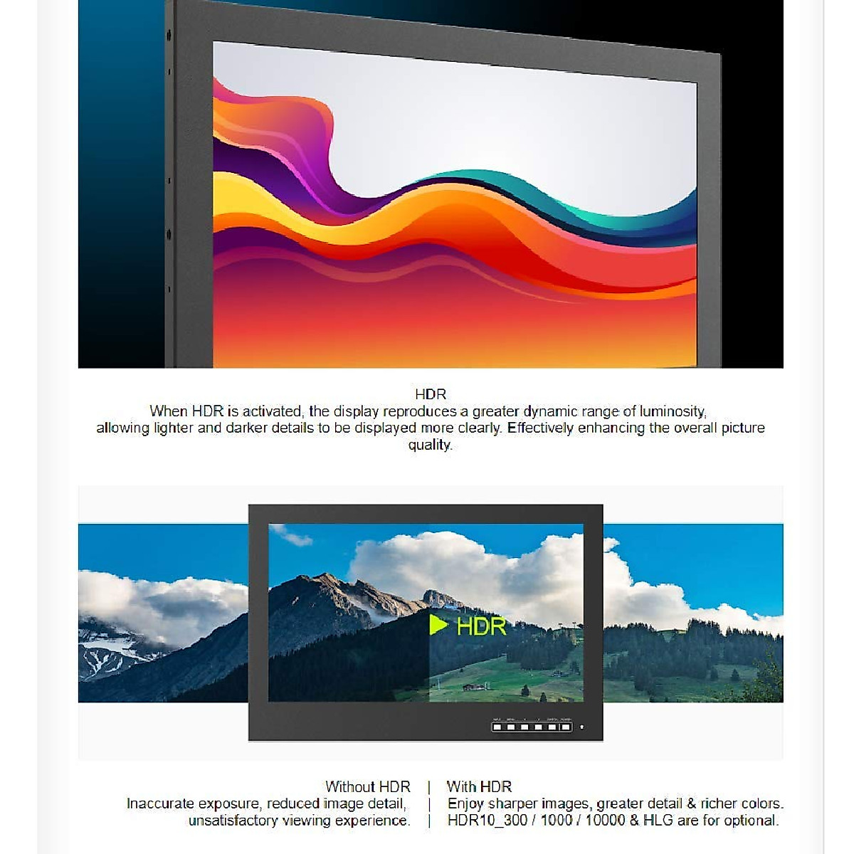 LILLIPUT 15.6" PVM150S 4K HDMI Input 3G-SDI in&Out 1920x1080, Full HD Resolution, 1000cd/m² high Brightness 1000:1 Contrast HDR Support HDR 10 Security Monitor for Full HD CCTV