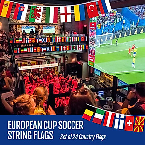 Soccer World Cup String Flag Bunting, 32 Countries Flags Banners Double-sided Polyester for World Cup, Garden, Bar, Restaurant and Party Decoration