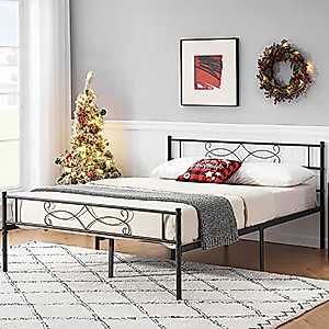 VECELO Full Size Bed Frame Metal Platform /Mattress Foundation with headboard Footboard / Steel Slat Support / No Box Spring Needed / Easy Assembly