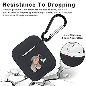 Qiusuo Elephant Rabbit Case for Airpods 2 & 1 with Keychain, Cute Animal Design Soft Silicone Shockproof Protective Cover, Airpods Wireless Charging Case 2&1 for Kids Teens Girls Women Boys