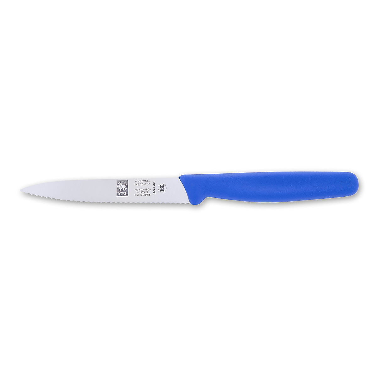 ICEL 9 Inch Paring Knife, Serrated Edge, High Carbon German Stainless Steel razor Sharp Blade, Blue Handle