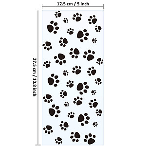 Blulu 200 Pcs Pet Paw Print Cellophane Bags Dog Party Favor Bags Heat Sealable Treat Bags Dog Paw Gift Bags Cat Candy Bags with 200 Pieces Silver Twist Ties for Pet Treat Party Favor (Black)