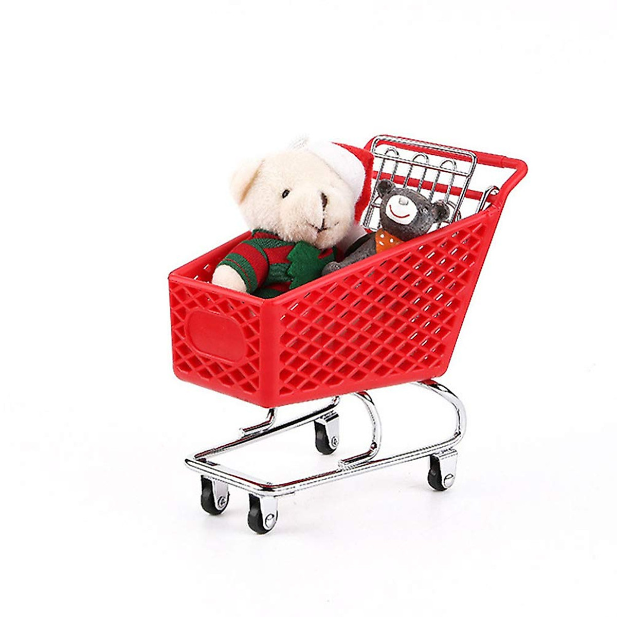 DOITOOL Miniature Grocery Cart Mini Supermarket Handcart 5.39x 5.5 in Mini Shopping Cart Shopping Utility Cart Shopping Grocery Cart Mode Storage Toy Desk Organizers Mini Shopping Cart (Random Color)
