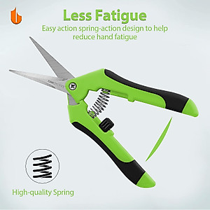 Urbanstrive Durable Gardening Scissors Gardening Hand Pruner Pruning Shear with Titanium Coated Curved Precision Blades, 1 Pack (Green)