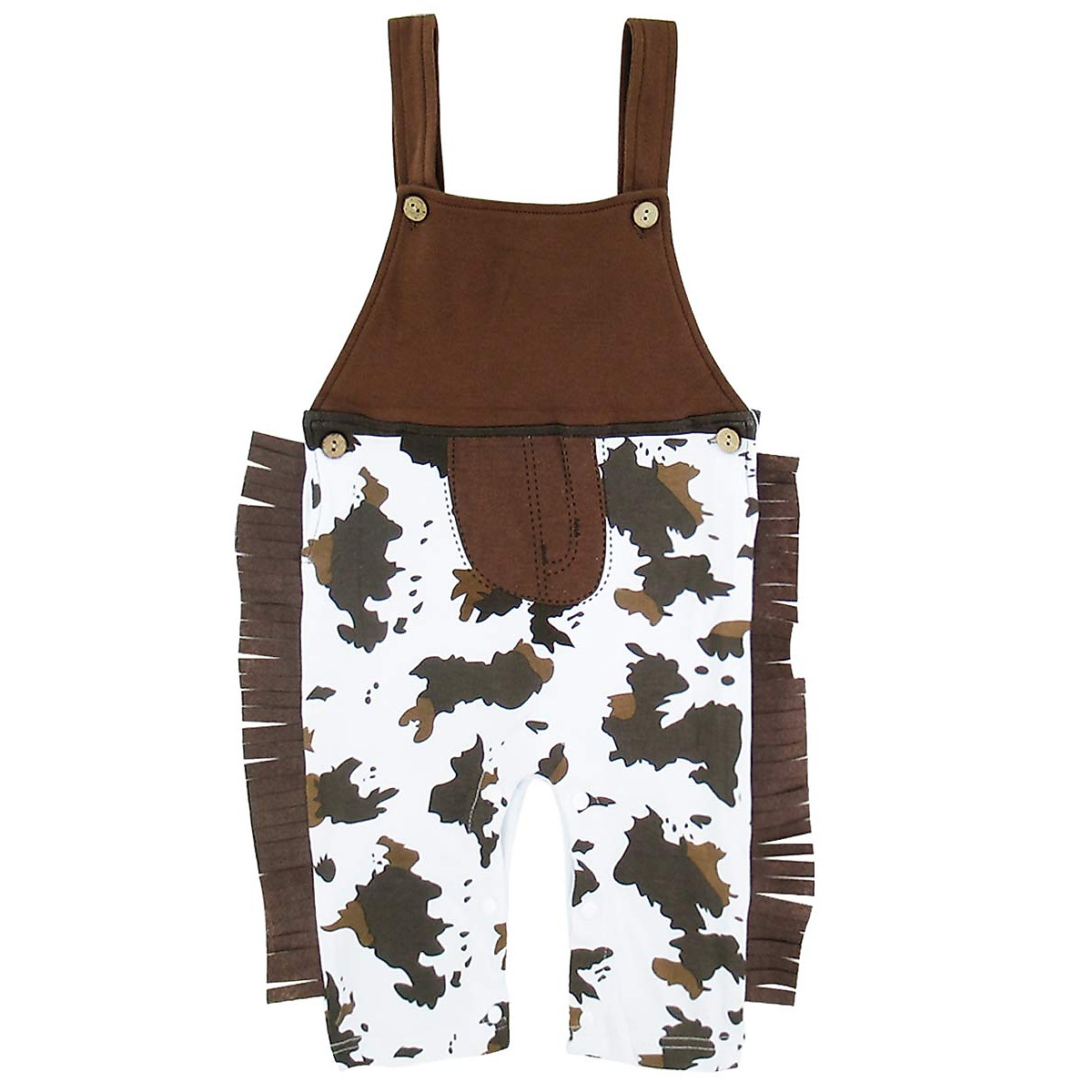 A&J DESIGN Halloween Baby Boys' Western Cowboy Romper Sets With Scarf And Hat (12-18 Months, Brown)