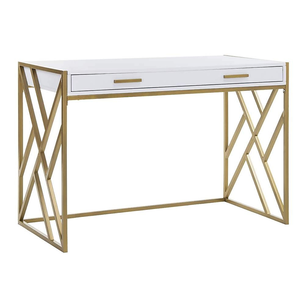 Safavieh Home Office Elaine Modern White and Gold 1-drawer Desk