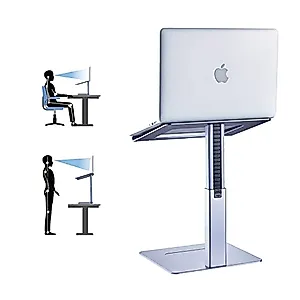Adjustable Laptop Stand for Desk, DJ Laptop Stand Adjustable Height, Laptop Raised Stand for Standing & Sitting Mode, Laptop Riser Stand of Elevated Stand, Tall, Strong and Airflow Even for 17 inch