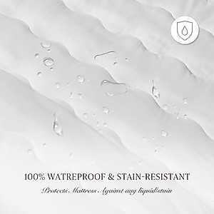 Kathy Ireland Waterproof Mattress Protector Full Size - Breathable Microfiber Quilted Mattress Pad Cover Stretches up to 18" Deep Pocket Mattress Topper – White