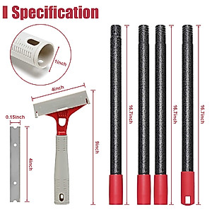 Floor Scraper, Long Handle Floor Scraper Heavy Duty, Metal Paint Scraper with 10PCS Extra Blades Scraper for Cleaning Windows Glass, Tiles, Wall, Floor