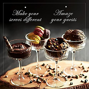 the mask el turko Vintage Coupe Glasses Set of 4, Champagne, Cocktail, Martini, Wine Glasses, Long Stem Glassware, (8.8oz/260ml) (4 Pcs)