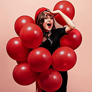 RUBFAC 116pcs Ruby Red Balloons Different Sizes Pack of 36 18 12 10 5 Inch for Garland Arch Dark Red Extra Large Balloons for Birthday Wedding Party Decoration