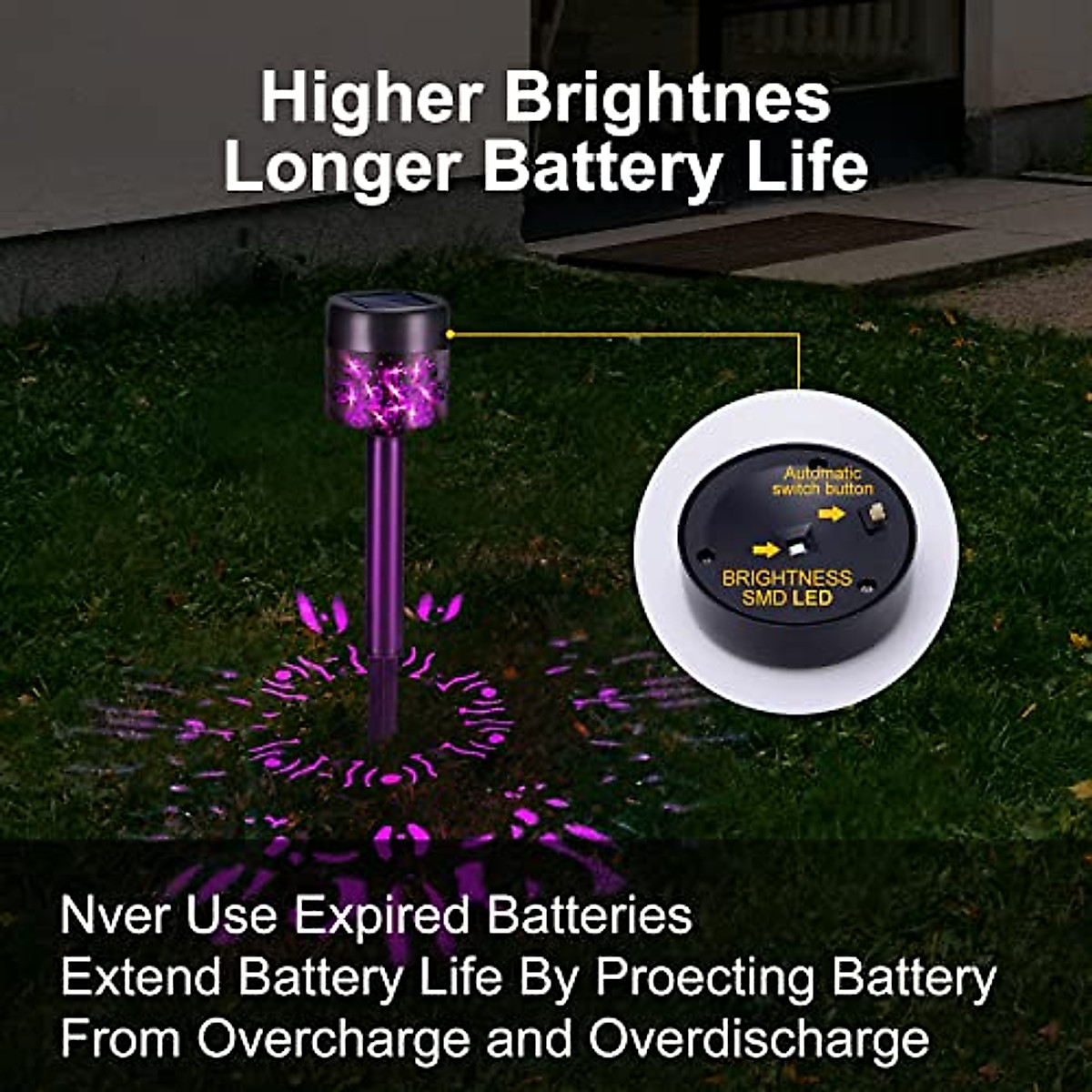 Wenhuidr 8 Pack Solar Lights Outdoor Waterproof, 7 Colors Garden Lights Solar Powered Waterproof, Outdoor Solar Lights Walkway for Patio, Lawn, Yard and Landscape