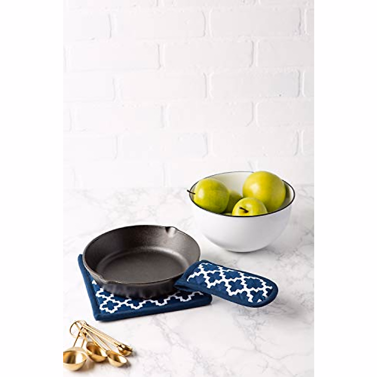 DII Lattice Basics Collection Kitchen Essentials, Potholder Set, Nautical Blue, 2, Piece