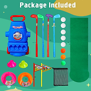 Meland Kids Golf Club Set - Toddler Golf Ball Game Play Set Sports Outdoor Toys Birthday Gifts for Boys Girls 3 4 5 6 Year Old (Blue)