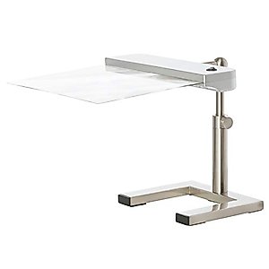 daylight24 202055-15 Table Top Full Page Magnifier Lamp, Silver Booklights