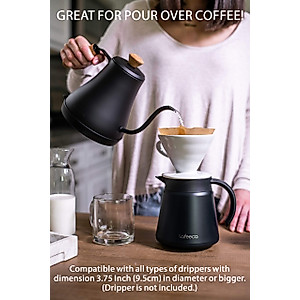 Lafeeca Thermal Coffee Carafe Tea Pot Stainless Steel, Double Wall Vacuum Insulated | Cool Touch Handle | Hot & Cold Retention | Non-Slip Silicone Base | BPA Free Black