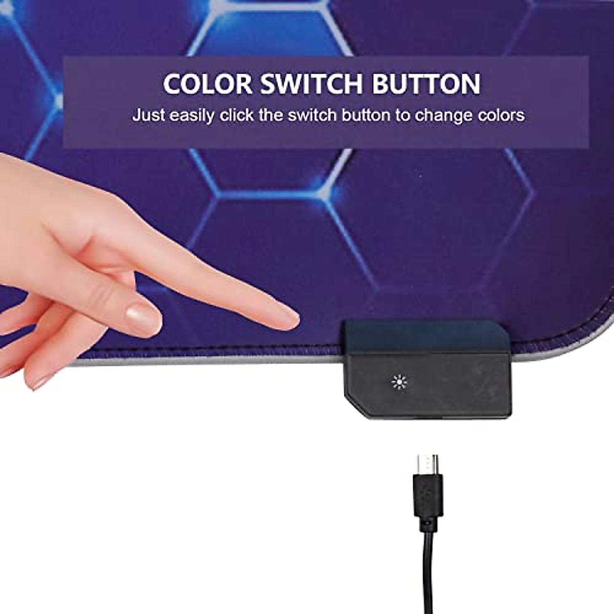 Speed RGB Gaming Mouse Pad, Non-Slip Rubber Base, Soft Glowing 14 LED Modes Gaming Desk Keyboard Pad Mat (6 : Blue Hexagon 78 x 30 Cm)