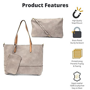 joy susan Women's Brushed 3in1 Tote Bucket Handbag