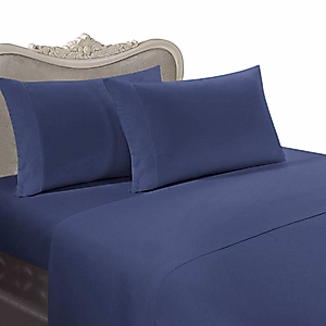 Twin XL Extra Long 300 Thread Count Egyptian Cotton 300TC Solid Duvet Cover Set, Navy