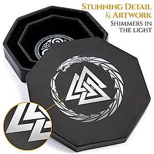 Soar Forge Dice Tray for DND and RPG - Beautiful Valknut and Dragon 8 Inch Rolling Dice Tray Compatible with Dungeons and Dragons and Tabletop RPGs - Box Storage to Protect Dice