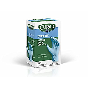 Curad Nitrile Exam Gloves, Durable, Powder Free, Chemical Resistant, One Size Fits Most, 40 Count