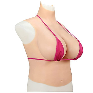 Silicone Breast Plates Filled with Gel Fake Breast Form Boobs Enhancer for Transgender Crossdressers Queen Breast Plates/Brown/Ecup